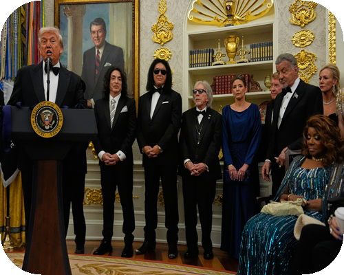 Trump awards medals to the Kennedy Center honorees in an Oval Office ...